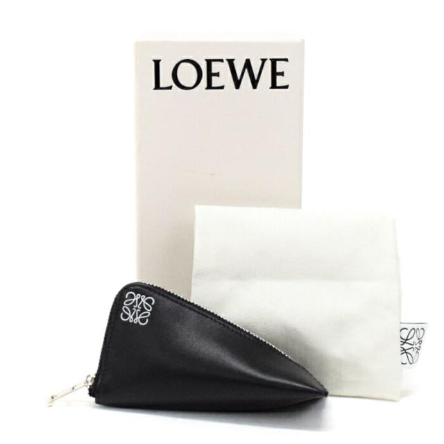 【SAランク】 ロエベ LOEWE ケース カーフスキン (レザー) ピニョーネ金具 109.54.K51 小物入れ ポーチ マルチケース ブラック 正規品 極美品 中古 mbk26017