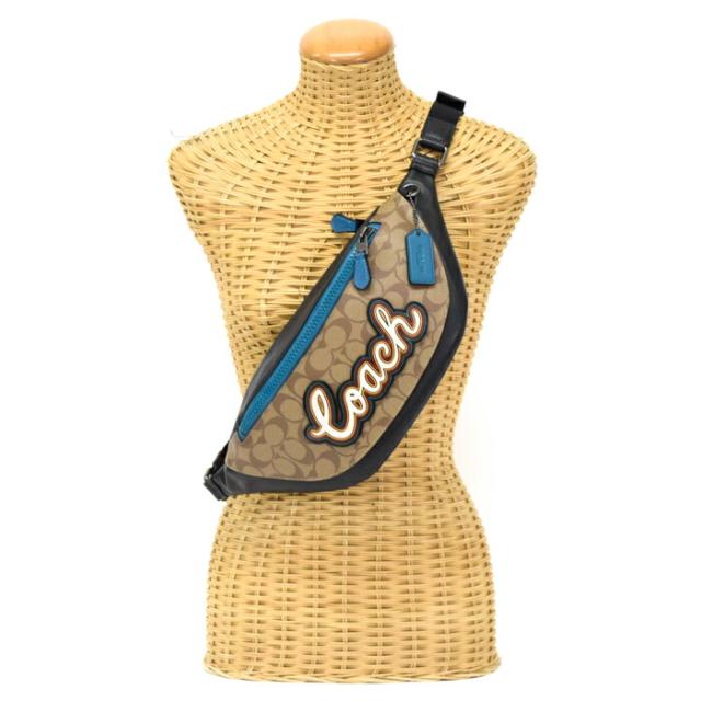 【ABランク】 コーチ COACH ワーレン ベルト バッグ シグネチャー キャンバス PVC / リファインドカーフレザー F76795 ボディバッグ クロスボディ スリングバッグ レディース メンズ ブラウン / マルチ 正規品 中古 mbl09010