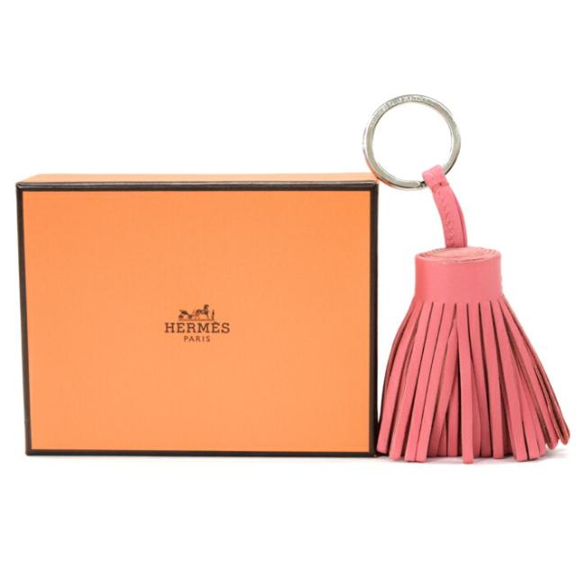 【ABランク】 エルメス HERMES カルメン キーリング アニョーミロ (ラムスキン) SV金具 刻 バッグチャーム キーホルダー タッセル レディース ブーゲンビリア (ピンク) 正規品 中古 mbl10007