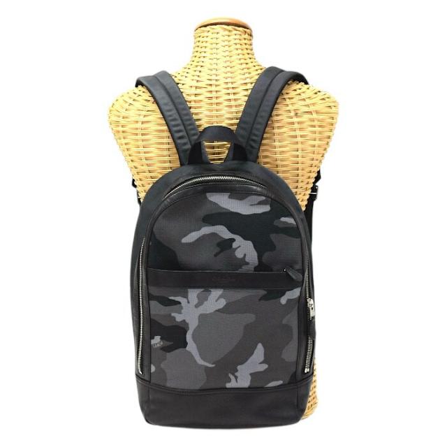 【ABランク】 コーチ COACH バックパック ナイロン / スムースレザー 迷彩柄 F11252 リュック デイパック メンズ カーキ / ブラック 正規品 中古 mbl23001