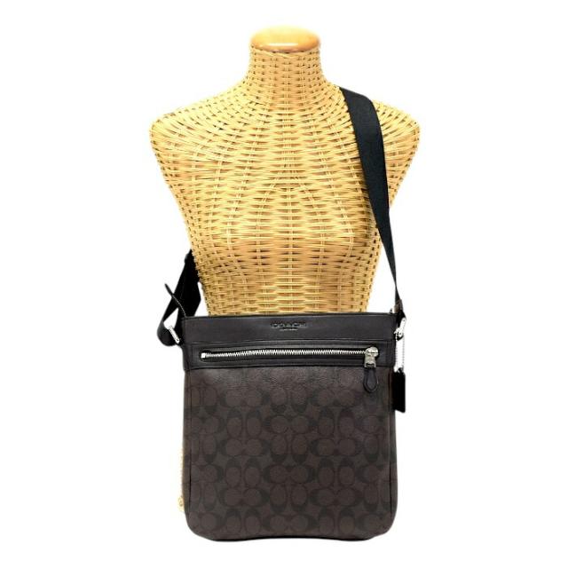 【ABランク】 コーチ COACH チャールズ シグネチャー ショルダーバッグ PVC / スムース レザー F54791 クロスボディ 肩掛け 斜め掛け メンズ ブラウン / ブラック 正規品 中古 mbl23002