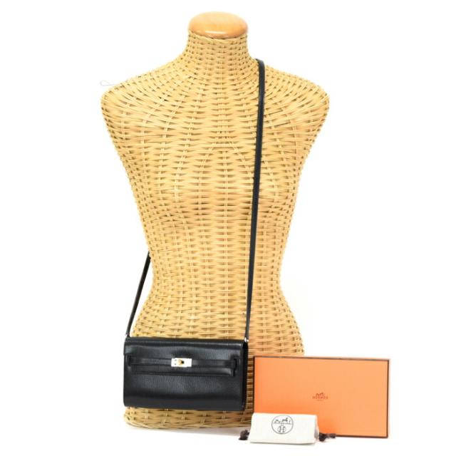 【Sランク】 エルメス HERMES ケリー ロング トゥーゴー シェーブルシャムキラ (レザー) エレクトラム金具 K刻印 2025年 ショルダーウォレット ショルダーバッグ 長財布 かぶせ蓋 メンズ レディース ノワール (ブラック) 正規品 新品同様 中古 mbl28007