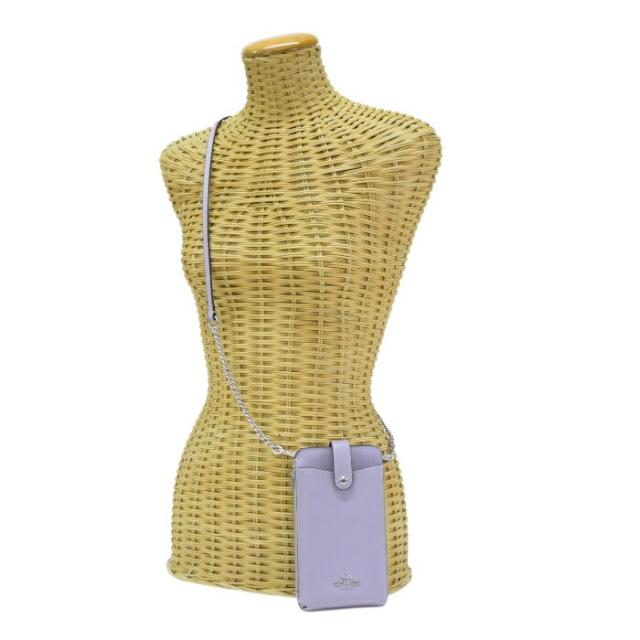 【ABランク】 コーチ COACH ノース サウス フォーン クロスボディ クロスグレイン レザー C6884 スマホショルダー 斜め掛け 肩掛け ミニ ショルダーバッグ ポシェット ポーチ レディース ライトパープル 正規品 中古 mbm07008