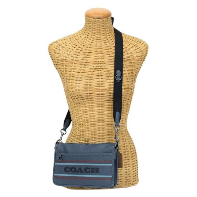 【ABランク】 コーチ COACH ヘリテージ コンバーチブル クロスボディ・コーチ ストライプ リファインド ペブル レザー CG998 ショルダーバッグ クロスボディ 肩掛け 斜めかけ デニム (ブルー) / マルチ 正規品 中古 mbm28012