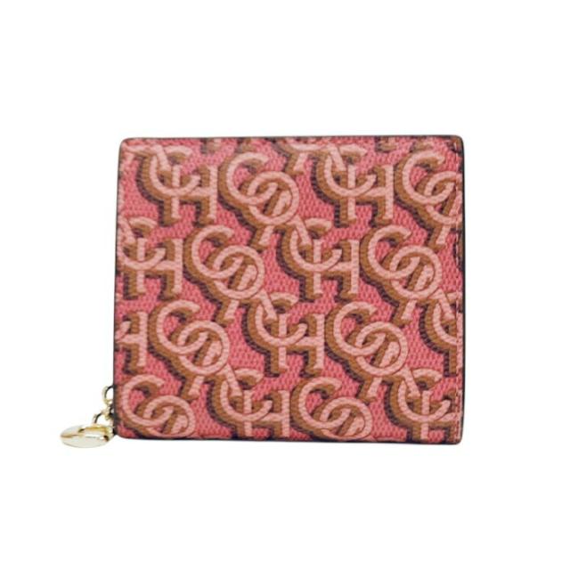 【ABランク】 コーチ COACH スナップ ウォレット シグネチャー モノグラム プリント PVC / スムース レザー CF522 二つ折り財布 ラウンドファスナー 正規品 中古 mbn03007