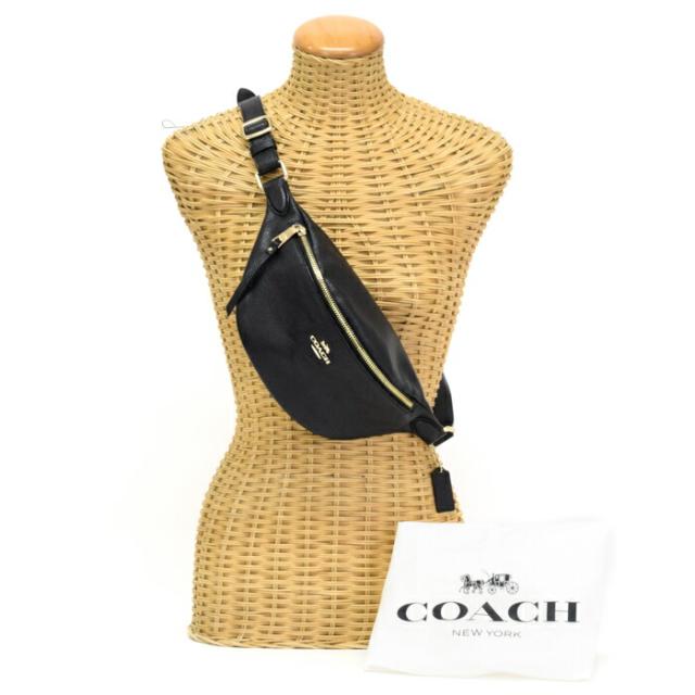 【ABランク】 コーチ COACH ボディバッグ ウエストポーチ ペブルド レザー F48738 ショルダーバッグ クロスボディ 斜め掛け 肩掛け スリングバッグ ウエストバッグ レディース ブラック 正規品 中古 mbn22001