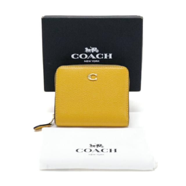 【ABランク】 コーチ COACH ビルフォールド ウォレット ポリッシュド ペブル レザー CD717 二つ折り財布 ミディアムウォレット ブラス / イエロー ゴールド 正規品 中古 mbn25005