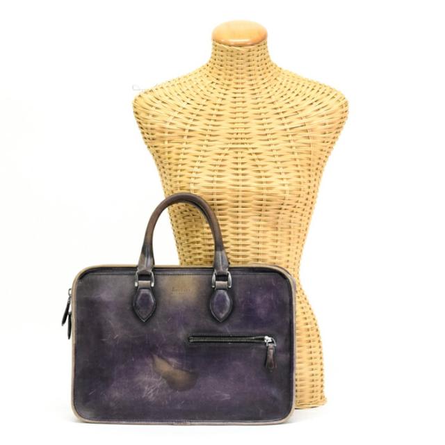 【Bランク】 ベルルッティ Berluti アンジュール スモール ブリーフケース スクリットレザー J1104 ビジネスバッグ パープル 正規品 中古 mbn25007