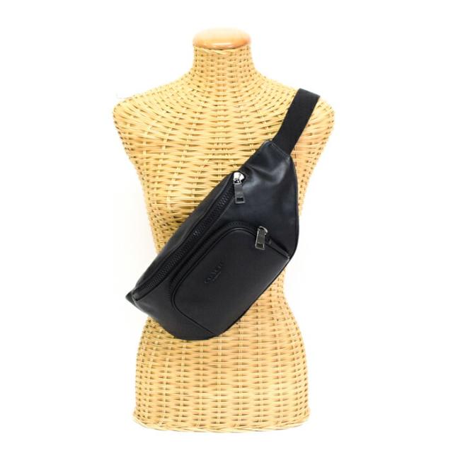 【ABランク】 コーチ COACH レーサー ベルト バッグ スムース カーフ レザー CT754 ショルダーバッグ クロスボディ 斜め掛け 肩掛け ボディバッグ スリングバッグ ワンショルダーバッグ メンズ ブラック 正規品 中古 mbo09002