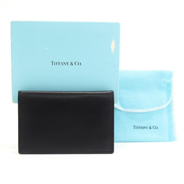 【ABランク】 ティファニー アンド コー Tiffany & Co. カードケース レザー 名刺入れ パスケース メンズ ブラック 正規品 中古 mbo23001
