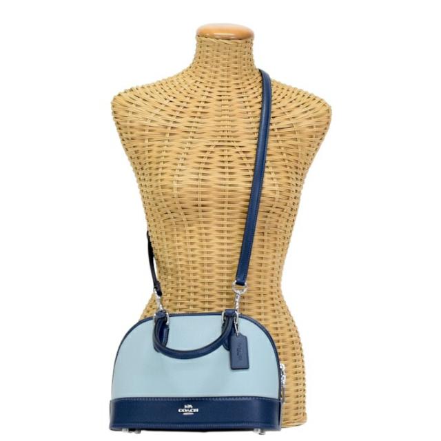 【SAランク】 コーチ COACH サブリナ サッチェル バッグ・カラーブロック リファインド ぺブル レザー CAM56 ハンドバッグ ショルダーバッグ 2WAYバッグ 肩掛け 斜め掛け 手提げかばん レディース シルバー / ライトブルー / ディープブルー 正規品 極美品 中古 mbo30003