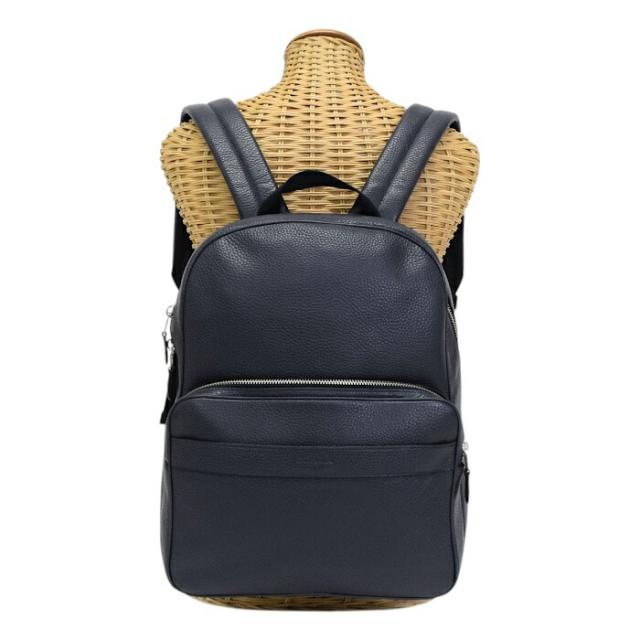 【ABランク】 コーチ COACH ハミルトン バックパック ペブルドレザー F72082 リュック デイパック ビジネスバッグ メンズ ネイビー 正規品 中古 mbo30010