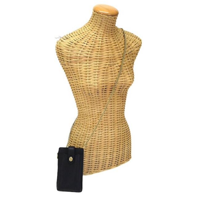 【ABランク】 コーチ COACH フォン クロスボディ ポリッシュド ペブル レザー 93979 スマホショルダー 斜め掛け 肩掛け ミニ ショルダーバッグ ミニバッグ ポシェット ポーチ レディース メンズ ブラック 正規品 中古 mbp06004