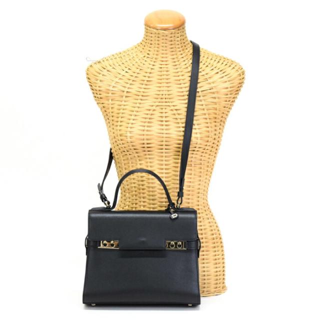 【ABランク】 デルヴォー DELVAUX タンぺート MM サプルカーフ (レザー) AA0368AAX ハンドバッグ 手提げかばん トップハンドルバッグ 2WAYバッグ 肩掛け レディース ブラック 正規品 中古 mbp26012