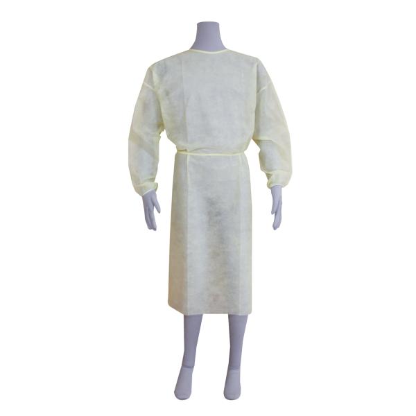 （ケース販売）IS不織布ガウンII 10枚入×24パック／イエロー（ファーストレイト）FR-270 長袖使い捨てガウン