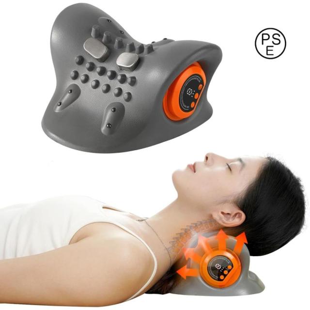 ネックピロー 2025新登場 EMS マッサージ機 首枕 5つ機能付き 1日15分 首伸ばし リモコン付き 簡単操作 PC作業 テレワーク 運動 家事 敬老プレゼント