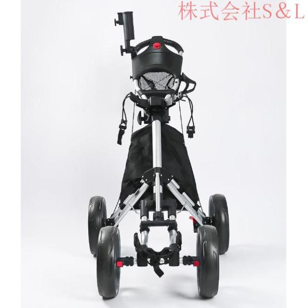ゴルフプッシュカートゴルフ用カートプッシュプルゴルフカート4輪折りたたみ式ゴルフトロリー、ドリンクボトル付き開閉が簡単S＆Lアルミ合金製練習収納手引きゴ