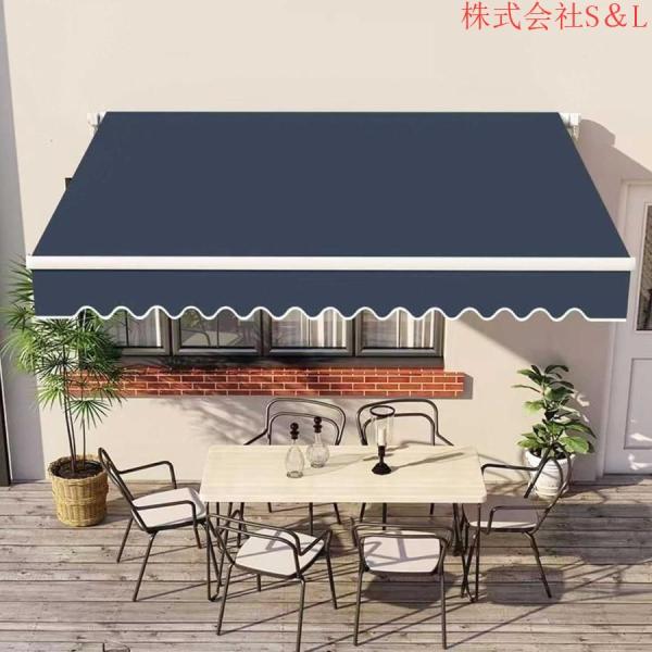 手動ひさしオーニングテント、防水およびUV伸縮式オーニングテント、壁際2/3/4/5Mアウトドアオーニング、アルミ合金S＆L庭の日よけ格納式キャノピーオーニン