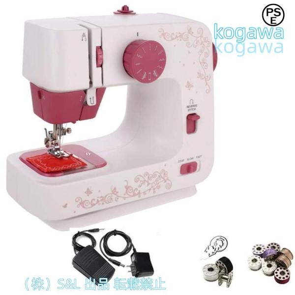 電動ミシン家庭用ミシン三段階でスピードコンパクトフットコントローラー付きライト付き簡単操作正逆縫S＆L初心者コンパクト小型軽量(アメリカ規格)
