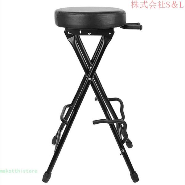 ギタースタンドチェア 椅子 折りたたみ式 ギター立て 楽器スツール ギター弾き語りチェア エレクトリックギター練習用パイプ椅子 S＆L演奏用ギタースタンド