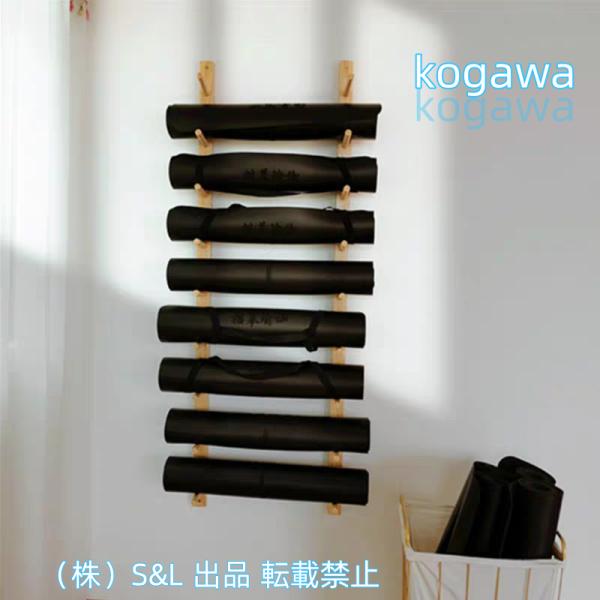 ヨガマット ストレージラック ウォールマウント ヨガマット フォームローラーラックS＆L木製 収納棚 フィットネスクラブ ギアオーガナイザー、 9層 ディスプレイ