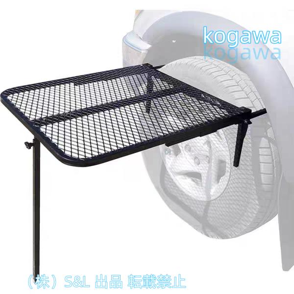 RVキャンプテーブル 折りたたみ式 キャリーバッグ付き ポータブルカータイヤピクニックテーブル 70 x 50cm 高さ調節可能 屋外タイヤデスクホイールテーブル suv