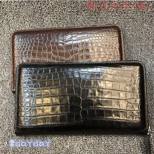 ワニ革 贅沢 長財布 本革 腹革 ラウンドファスナー ク 株式会社S＆L レザー メンズ レディース