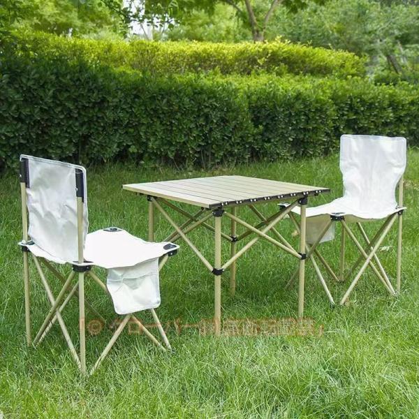 便利 アウトドア椅子 折り畳み 春の外出 テーブル チェア 5点セット アウトドア キャンプ用品 セットレジャー アルミテーブル椅子 収納袋付き (5点セット)