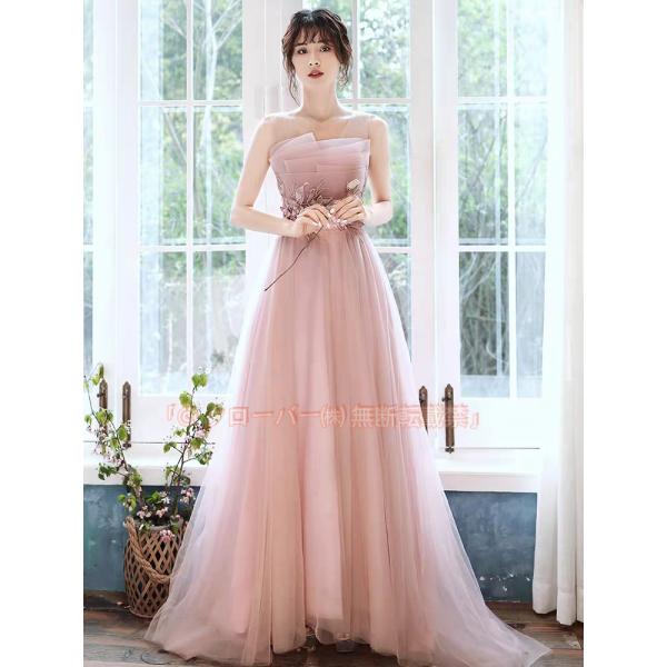 カラードレス ファスナー パーティードレス 演奏会 ロングドレス ピンク スレンダードレス ノースリーブ 結婚式 二次会 発表会 コンサート ウェディングドレス