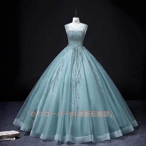 カラードレス 編み上げ グリーン 袖なし 緑 ロングドレス 結婚式 二次会 発表会 演奏会 ウェディングドレス ウエディングドレス 花嫁 前撮り プリンセスドレス