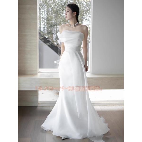 ウェディングドレス ウエディングドレス 二次会 結婚式 前撮り ブライダル ロングドレス 花嫁 スレンダードレス マーメイドドレス 白 キャミソール ファスナー