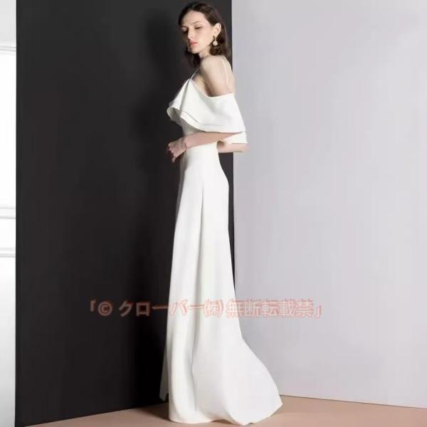 ウェディングドレス ウエディングドレス ロングドレス 二次会 結婚式 前撮り ブライダル 花嫁 スレンダードレス スリット サテン オフショルダー フリル