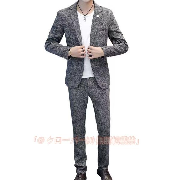 カジュアルスーツ 上下2点セット メンズ Men's suits セットアップ ストレッチ 上下 40代 50代テーラード ジャケット パンツ 洗える スリム 春夏 秋冬