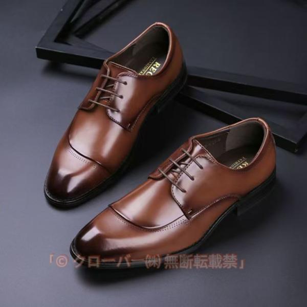 シークレットシューズ ビジネス メンズ 革靴 本革 内羽根 ストレートチップ ロングノーズ 身長6cmUP ヒールアップシューズ 紳士靴 3E レースアップ シューズ