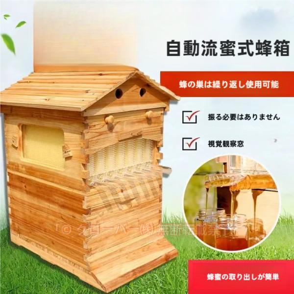 蜜蜂の巣箱 ミツバチ巣箱養蜂箱みつばちの巣箱 自動木の蜂の巣の家のキット 専門の養蜂家の初めのための蜂の巣箱ミツバチの飼育や採蜜に適用 養蜂器具 ワックス