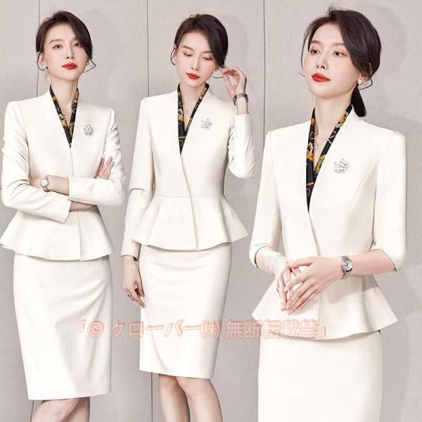スカートスーツ レディース 白 ネイビー 黒 オシャレ フォーマル スーツ 通勤 OL オフィススーツ 入園式 卒園式テーラードジャケット 夏