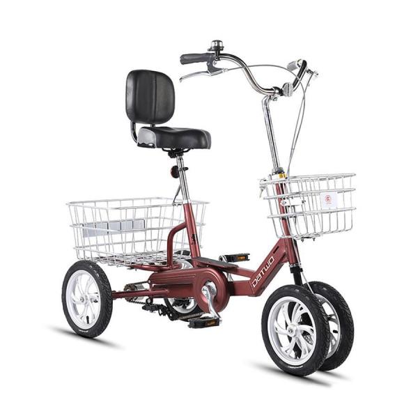12インチ/14インチアジャスタブルバックレスト3輪自転車 、アルミニウム合金4輪クルーザーバイク、トライククルーザーバイク、大人用三輪車クルーズ 買い物かご