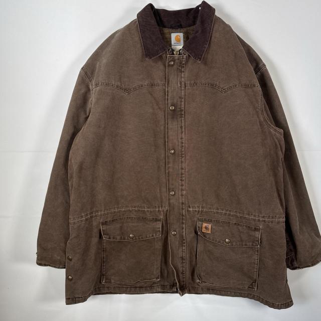 古着 カーハート Carhartt ダック ワークジャケット オーバーサイズ サンタフェコート 大きいサイズ 3XL  ブラウン メンズ