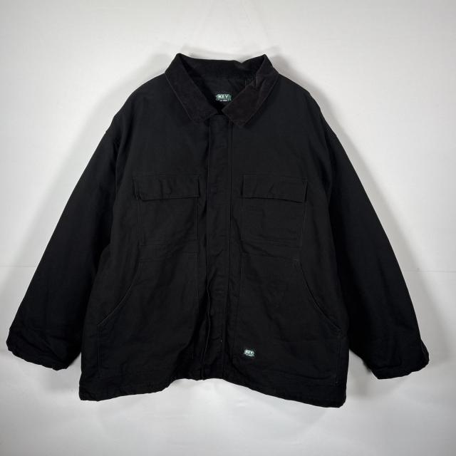古着 キー KEY ダック ワークジャケット キルティングライナー ビッグサイズ XXXXXL  ブラック メンズ