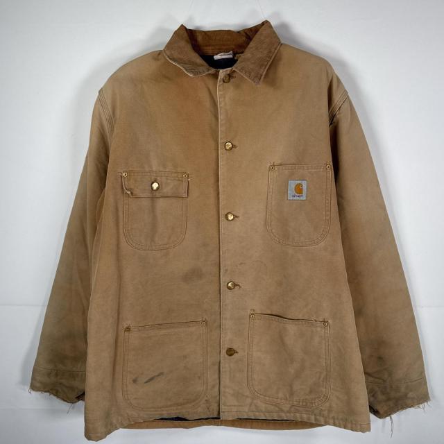 古着 90s/90年代 カーハート Carhartt ダック カバーオール ブランケットライナー ジャケット  ベージュ メンズ