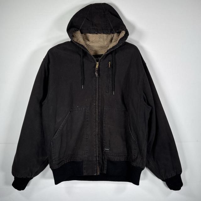古着  walls ダック ワークジャケット アクティブジャケット風 フーディー オーバーサイズ L  ブラック メンズ