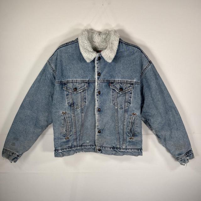 古着 90s/90年代 リーバイス Levis デニム デニムジャケット デニムボアジャケット 裏地ボア L  ブルー系 メンズ
