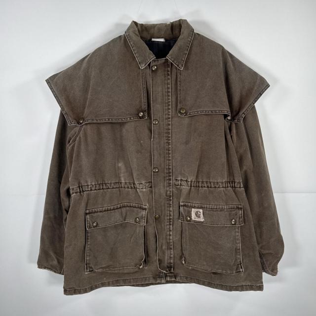 古着 ヴィンテージ カーハート Carhartt ダック カバーオール アンブレラケープ ワークジャケット  ブラウン メンズ