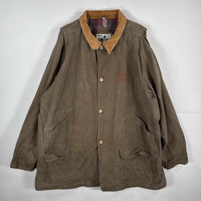 古着 カルフォルニア  ダック カバーオール ハンティングジャケット TOYOTA 企業ロゴ トヨタ オーバーサイズ 2XL  ベージュ メンズ