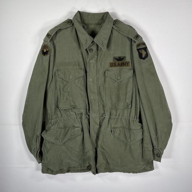 古着 ミリタリージャケット Mー51 フィールドジャケット ワッペン 米軍   オリーブグリーン メンズ