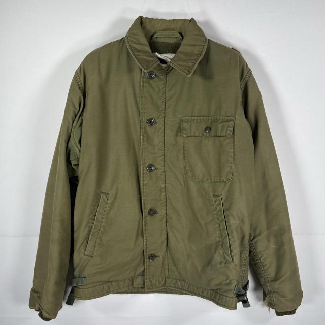古着 70s/70年代 ヴィンテージ ミリタリージャケット A-2 デッキジャケット 実物 米軍 スコービルジッパー M  オリーブグリーン メンズ