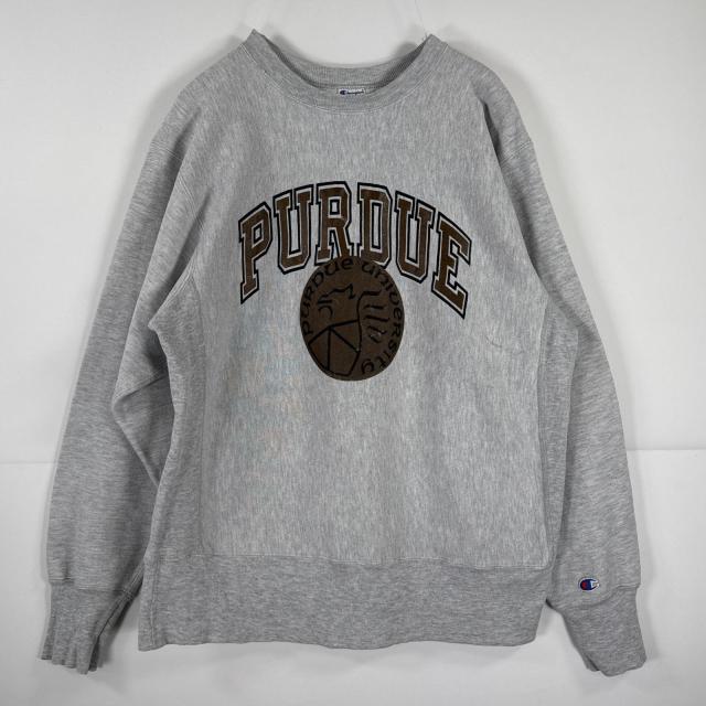 USA古着 80s/80年代 ヴィンテージ チャンピオン Champion 長袖 スウェット リバースウィーブ プリント トリコタグ USA製 L グレー