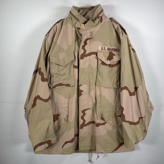 古着 90s/90年代 ミリタリージャケット M-65 フィールドジャケット デザートカモ 米軍 実物 M65 カモフラ 迷彩 large long  ベージュ系