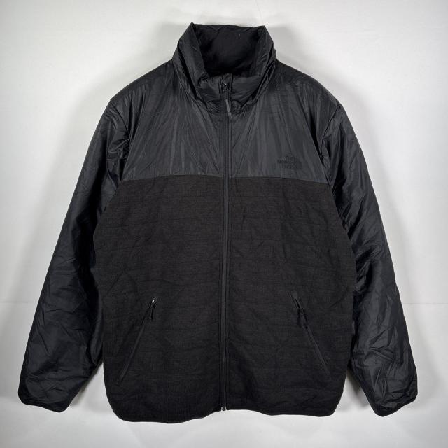 古着 ザ・ノースフェイス THE NORTH FACE 中綿ジャケット ナイロン切り替え ワンポイント刺繍ロゴ XL  ブラック メンズ