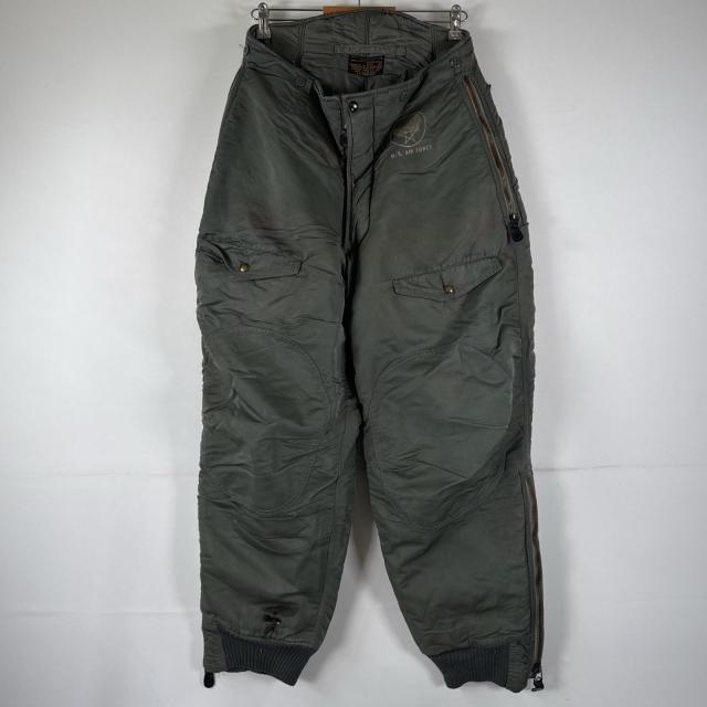 古着 50s/50年代 ヴィンテージ ミリタリー ロングパンツ USAF 米軍 実物 フライトパンツ ステンシル 黒タグ F-B1 32  セージグリーン